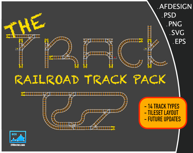 2D Asset: Modular Railroad Track Pack by 24Vector