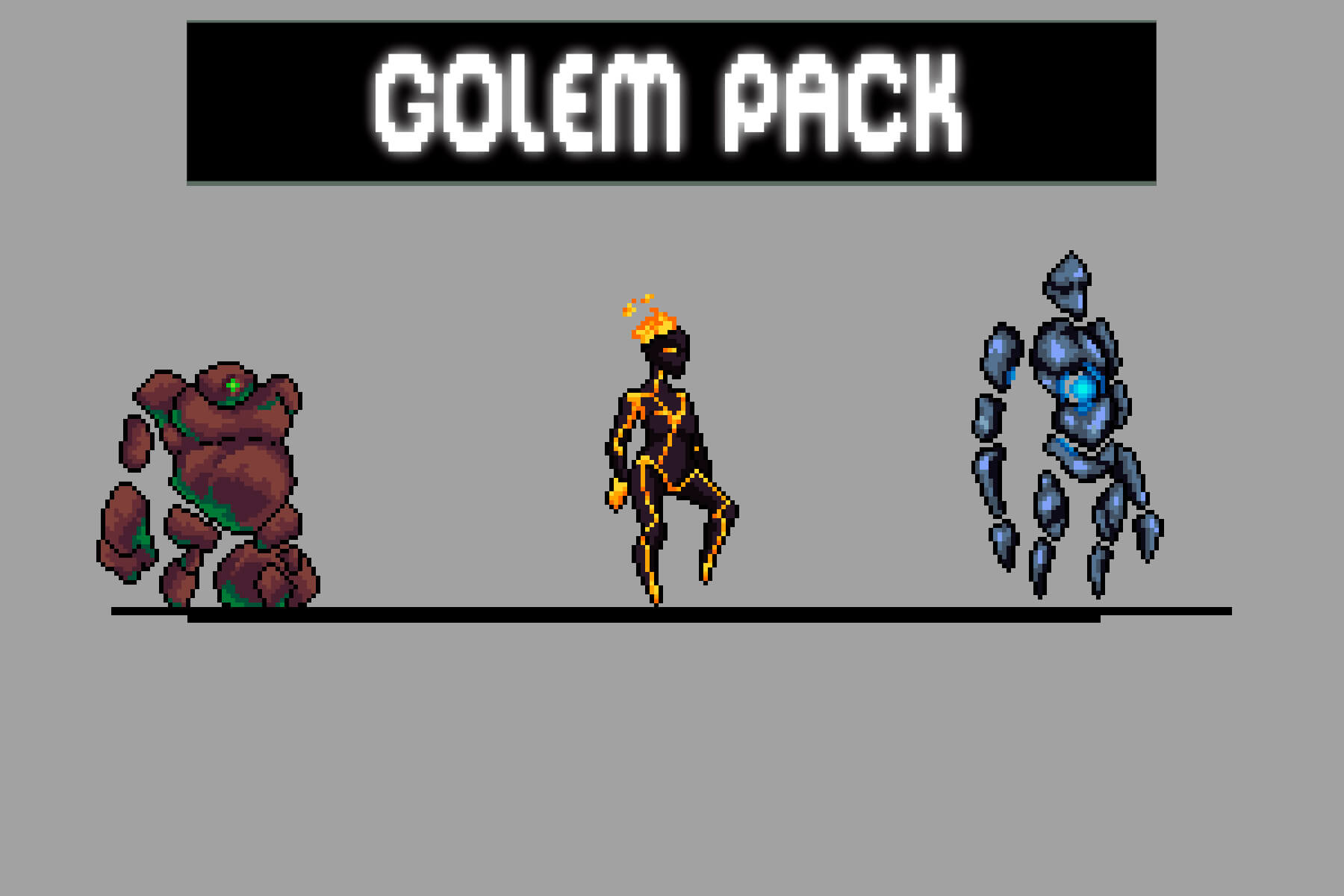 Golem Characters Pixel Art by Free Game Assets (GUI, Sprite, Tilesets)