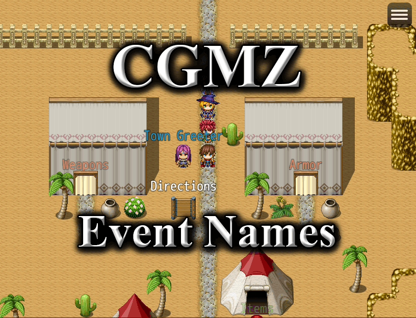 [CGMZ] Event Names for RPG Maker MZ by Casper Gaming