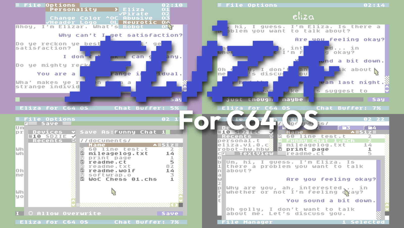Eliza for C64 OS by OpCoders Inc