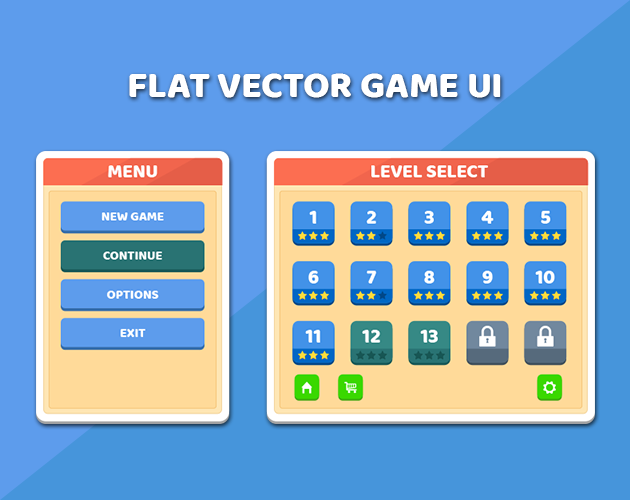 Flat Vector Game UI by Orbitpanda