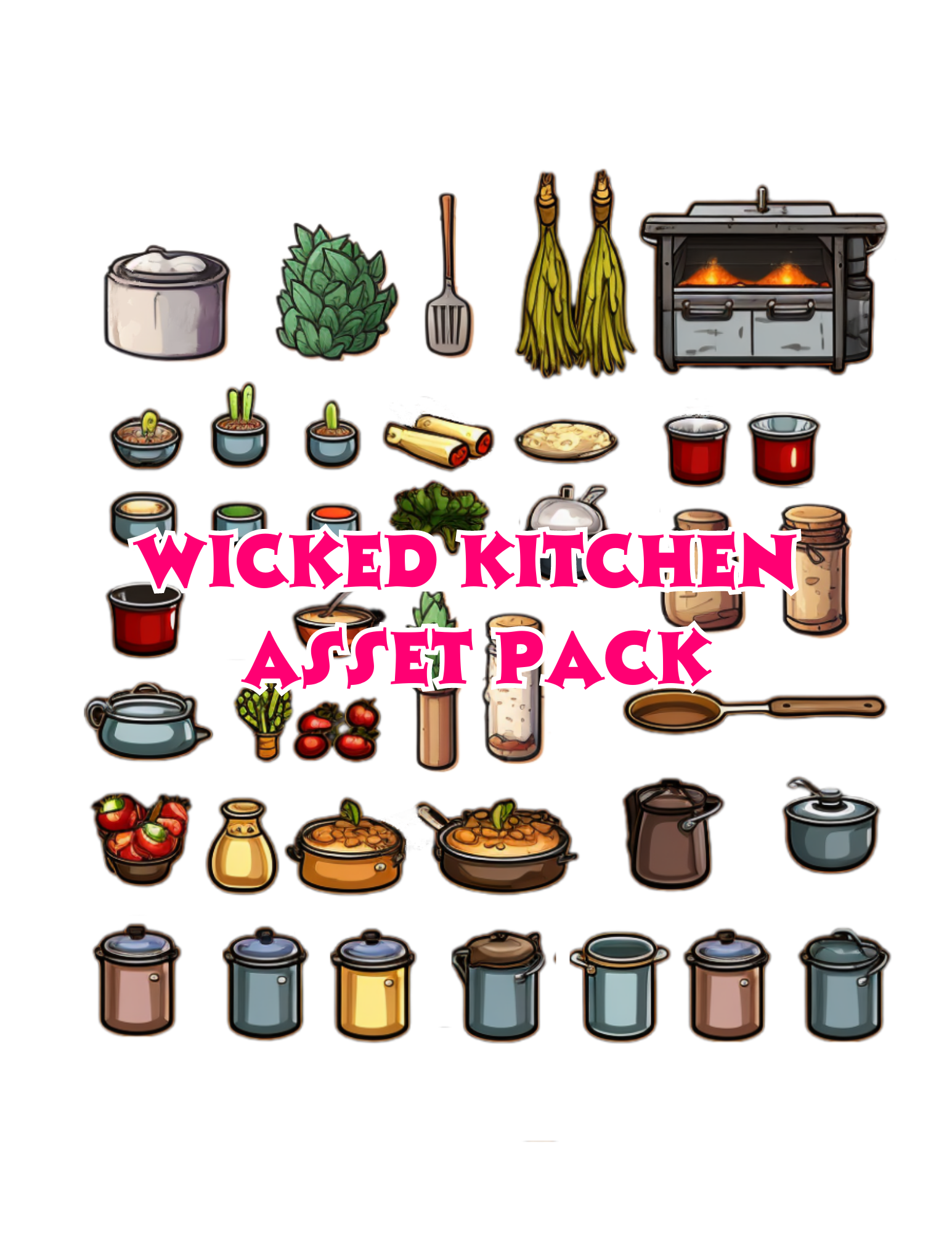 kitchen inventory / decoration sprite sheet - 128 Items by Toxic Color ...