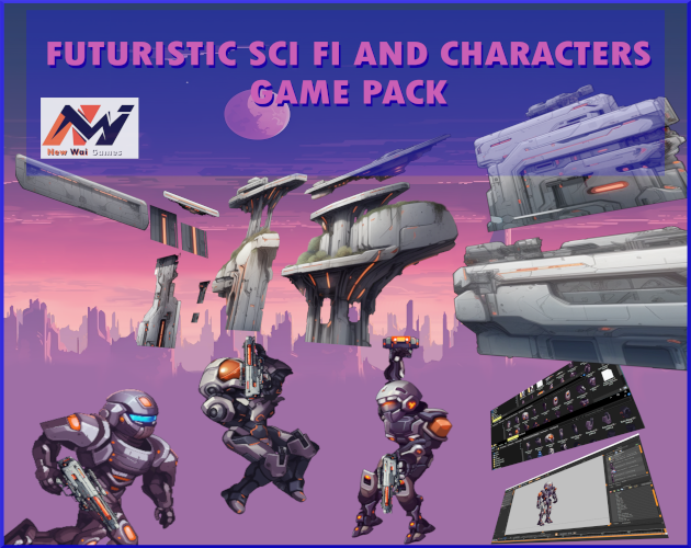Pack - 2d Futuristic Sci-fi and Characters Game Pack by NewWaiGames