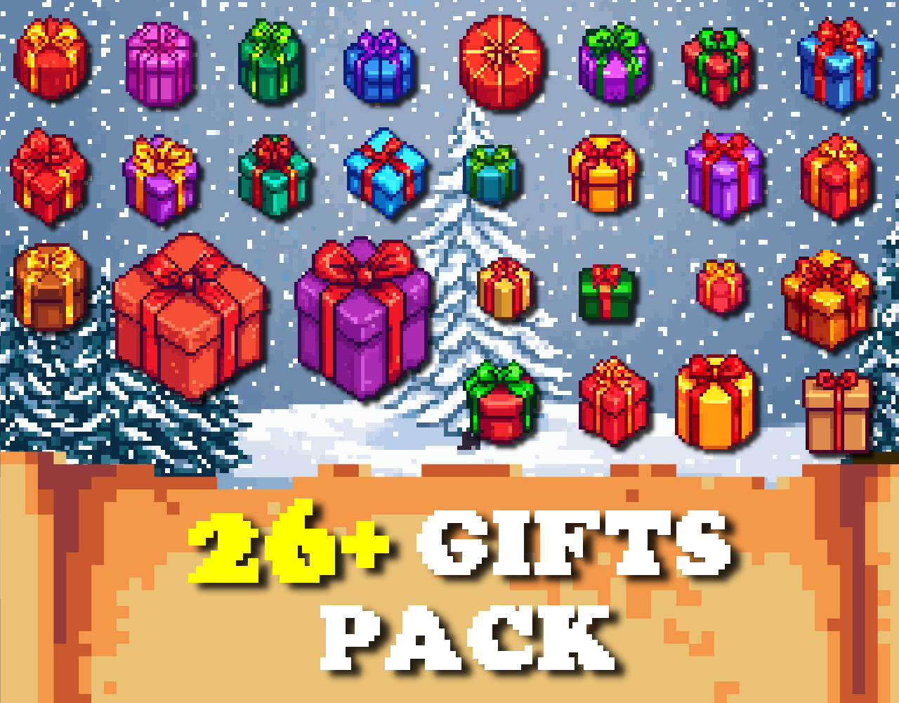 Gift pack Pixelart / Pixel Art sprite Top down gift pack for Christmas ...