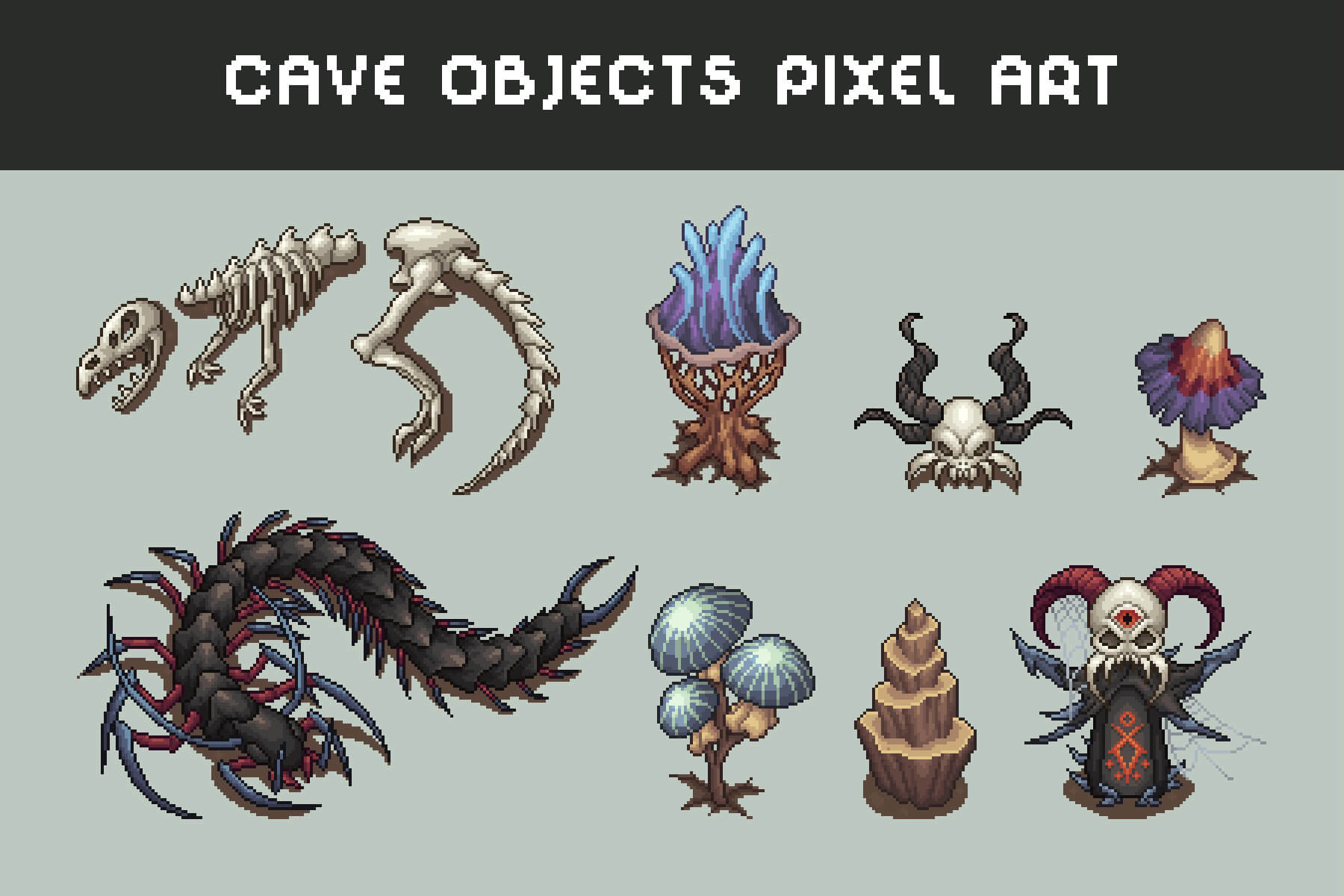 Free Top-Down Pixel Art Cave Objects by Free Game Assets (GUI, Sprite ...