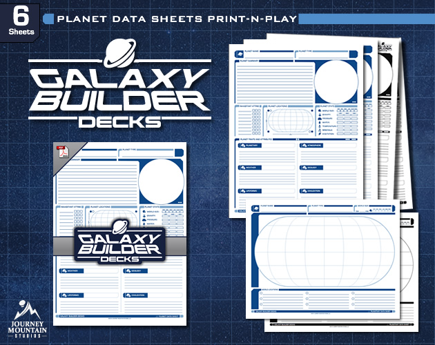 Galaxy Builder Decks: Planet Data Sheets by Journey Mountain Studios