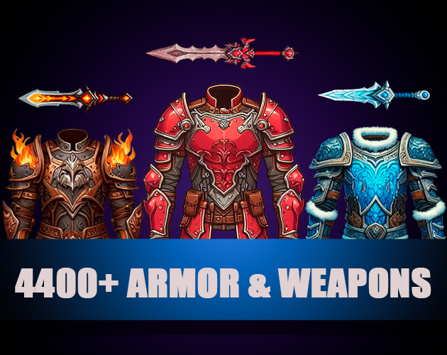 RPG Pack 3 - Armor & Weapons - 4400+ Sprites by FortressSide