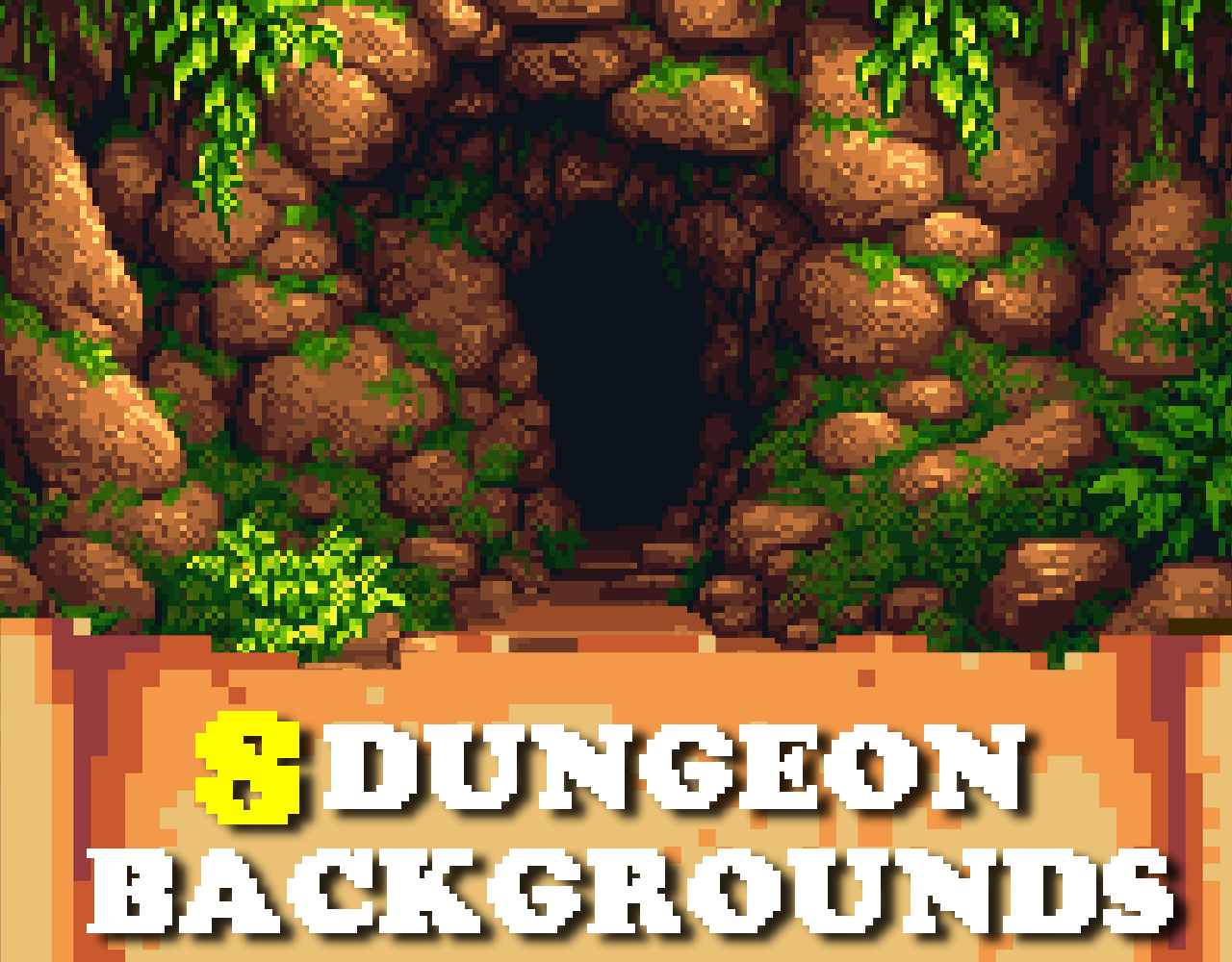 8 beautiful Dungeon Entrance Backgrounds Asset - Pixelart / Pixel Art sprite Top down Dungeon ...