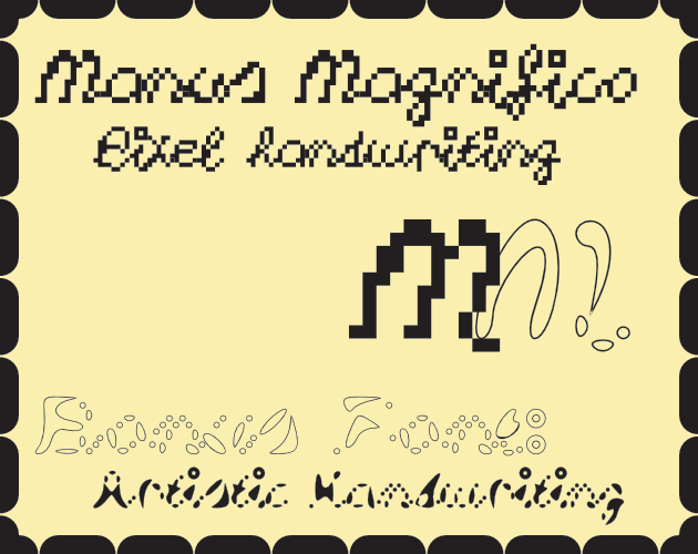 Manus Magnifico Pixel Handwriting Font by emscape