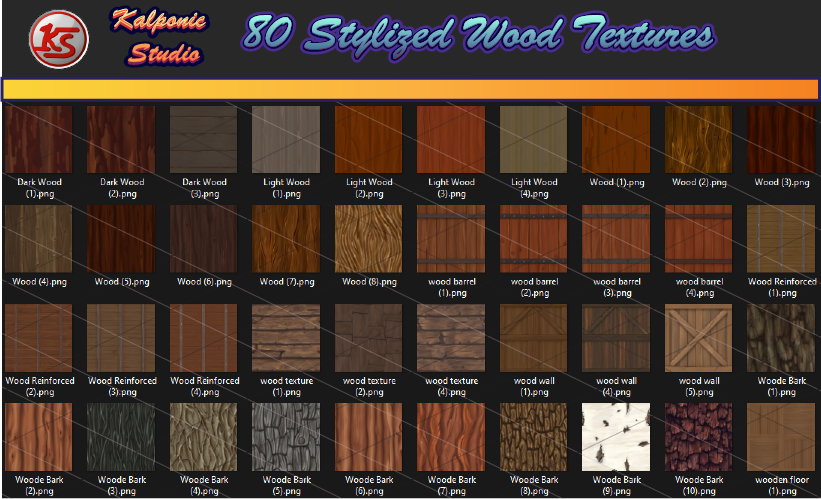 80 Stylized Wood Textures by Kalponic Studio