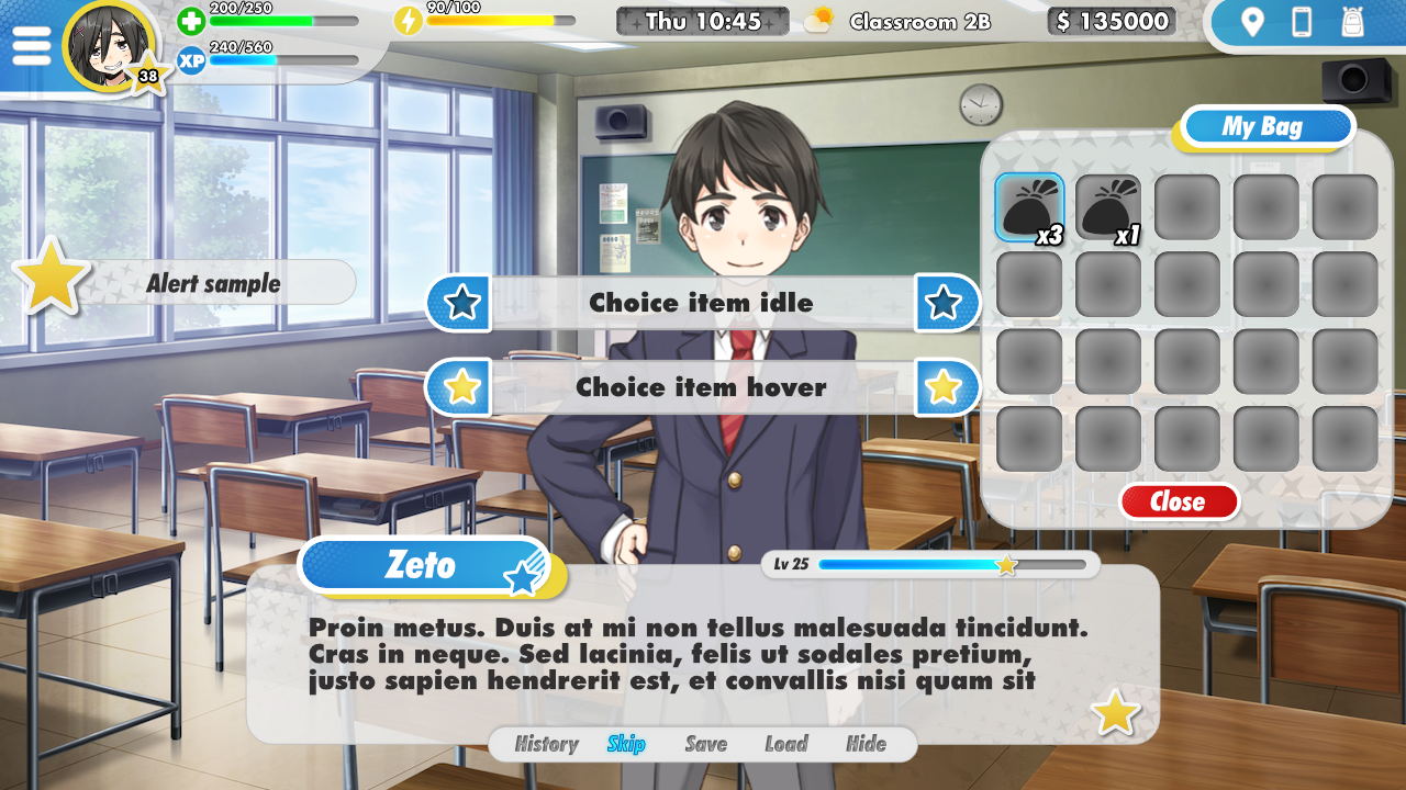 New Star a modular Visual novel UI Bundle by ZetoDigitalArt