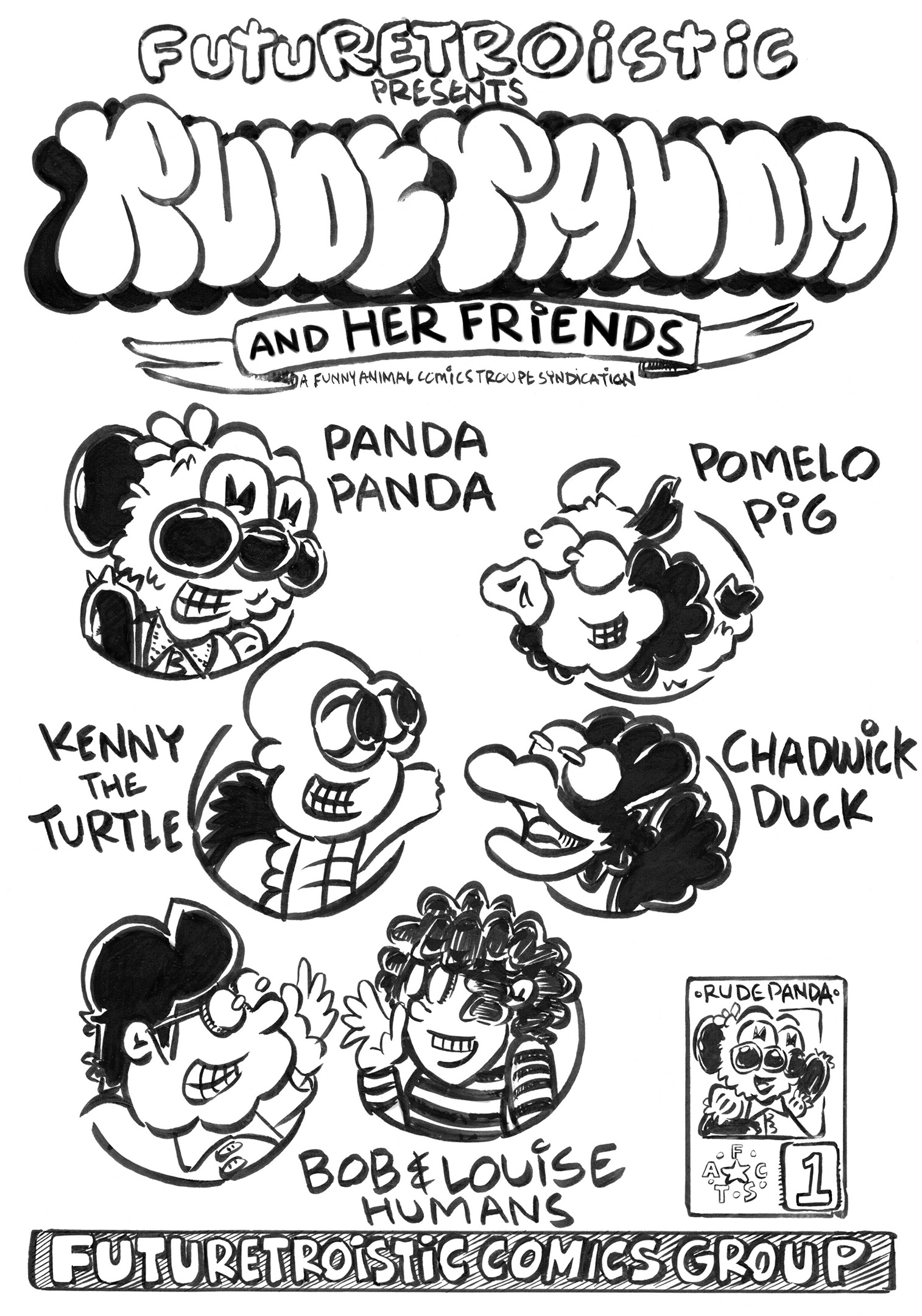Rude Panda and Her Friends by FutuRETROistic