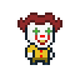 2D pixel scary clown sprite sheet by Zacard