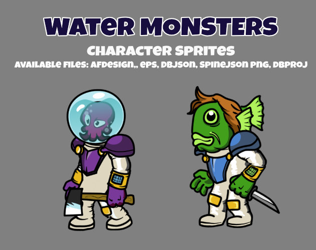 Water Monsters 2 Character Spriters Sheet by wahyuprot