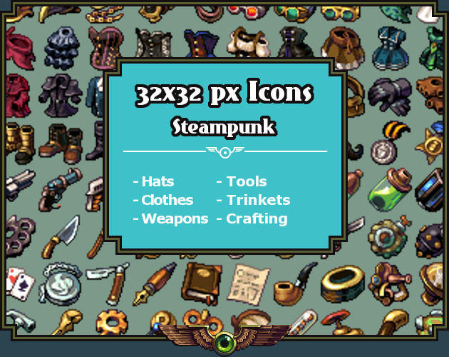 Pixel Steampunk Icons 32×32 by Thomas Feichtmeir "Cyangmou"