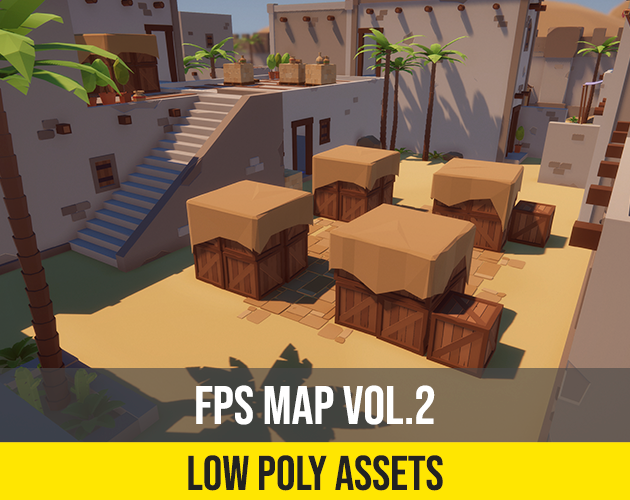 Low Poly FPS Map Vol2 - Shooter Desert City Map by JustCreate3D