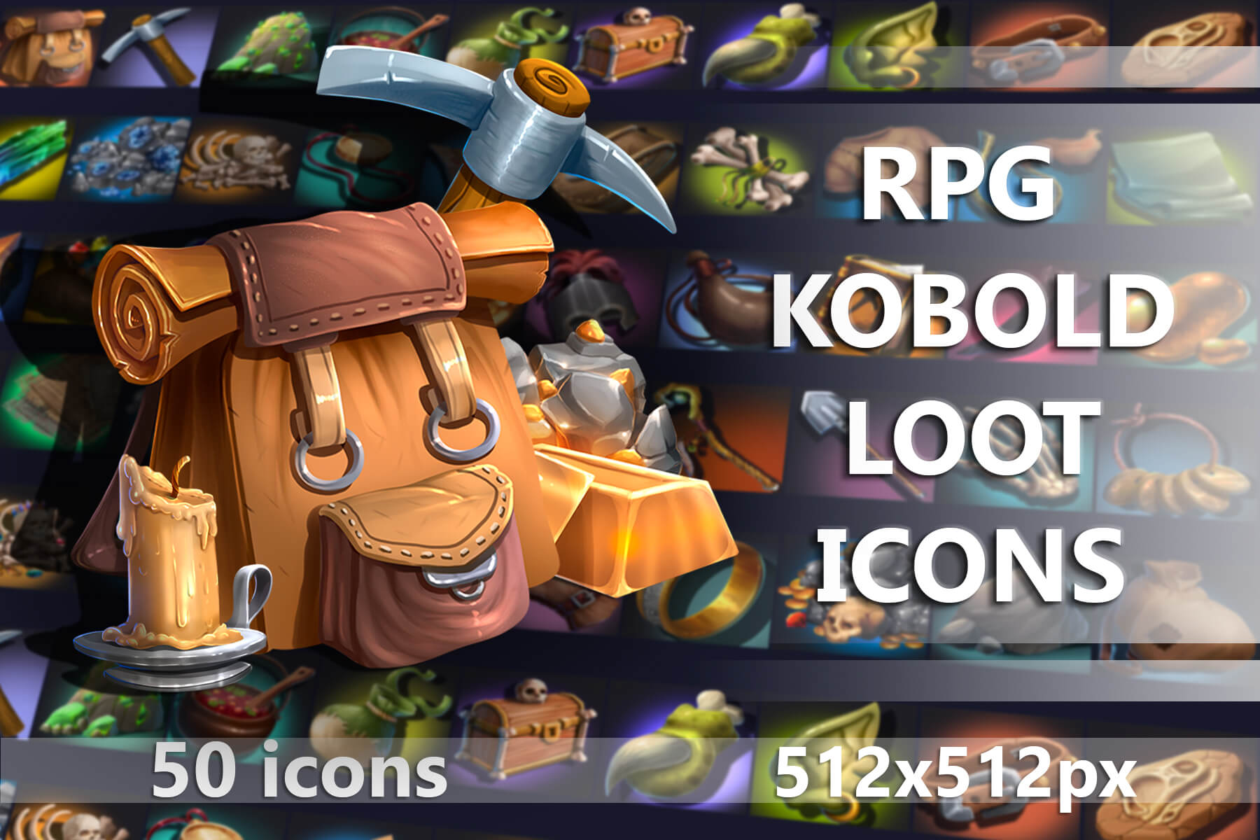 50 Kobold Loot Icons by Free Game Assets (GUI, Sprite, Tilesets)