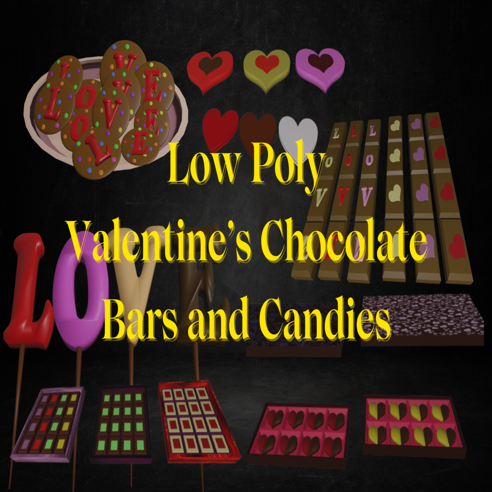 Low poly Valentine's Chocolates by goldenseal