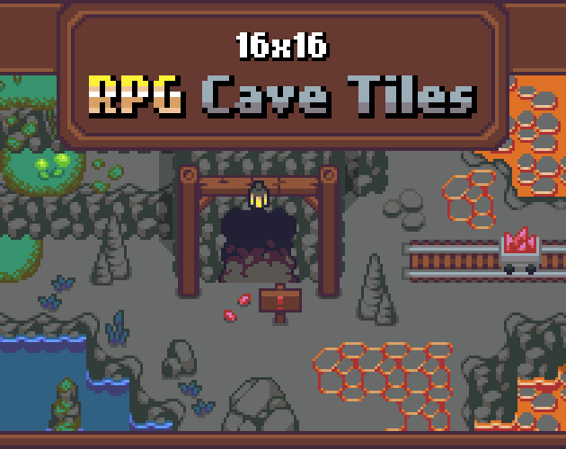 16x16 RPG Cave Tiles by Sun Dog Games