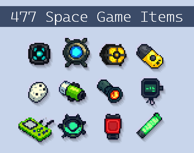 Space game inventory items pack (32x32) (477 items) by nrujinzo