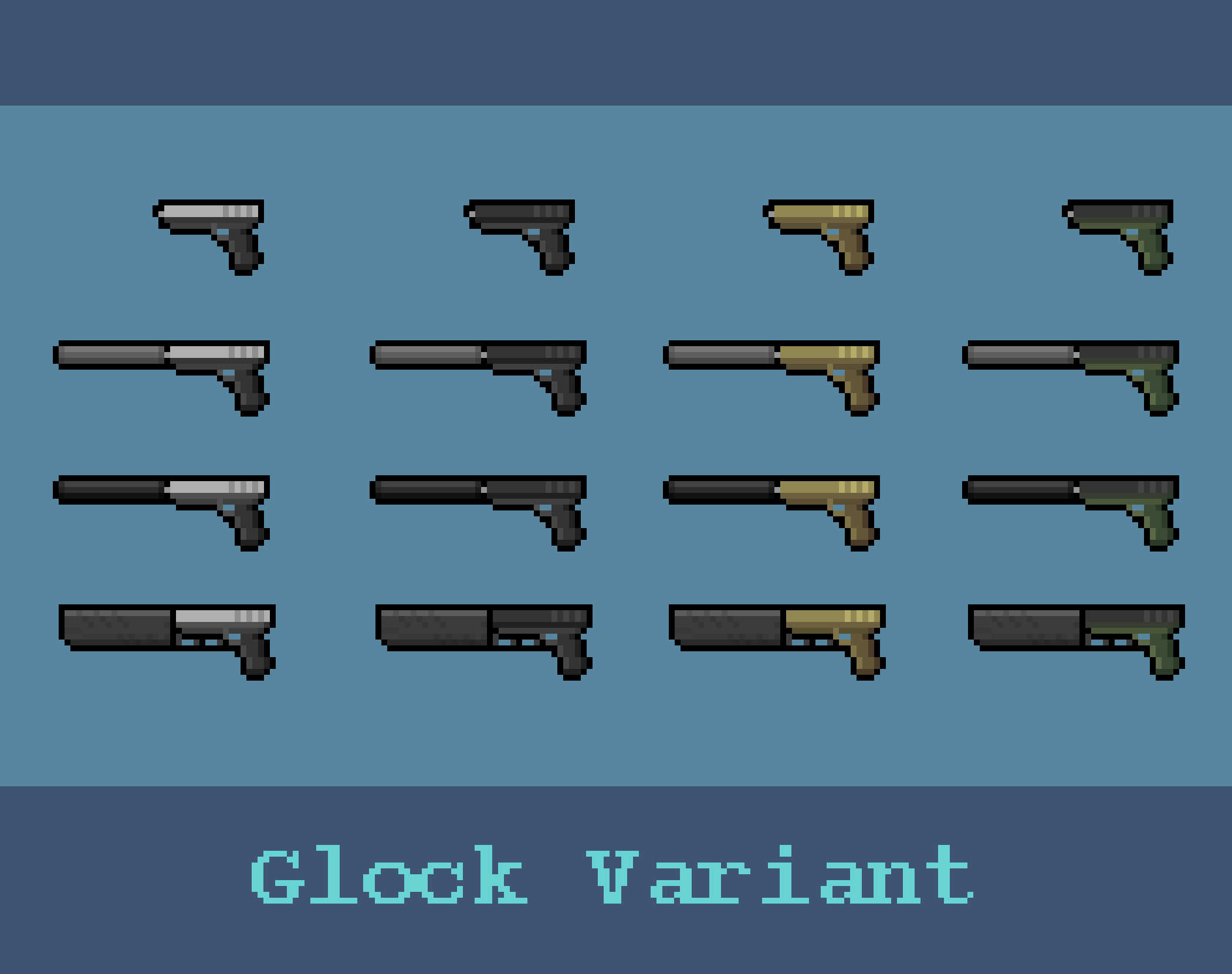Gun Variant: Glock (2D Pixel Weapon) by datDev