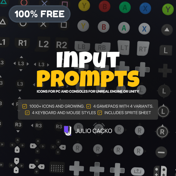 FREE Input Prompts Pack - Icons for PC and Consoles for Unreal Engine or Unity by JulioCacko
