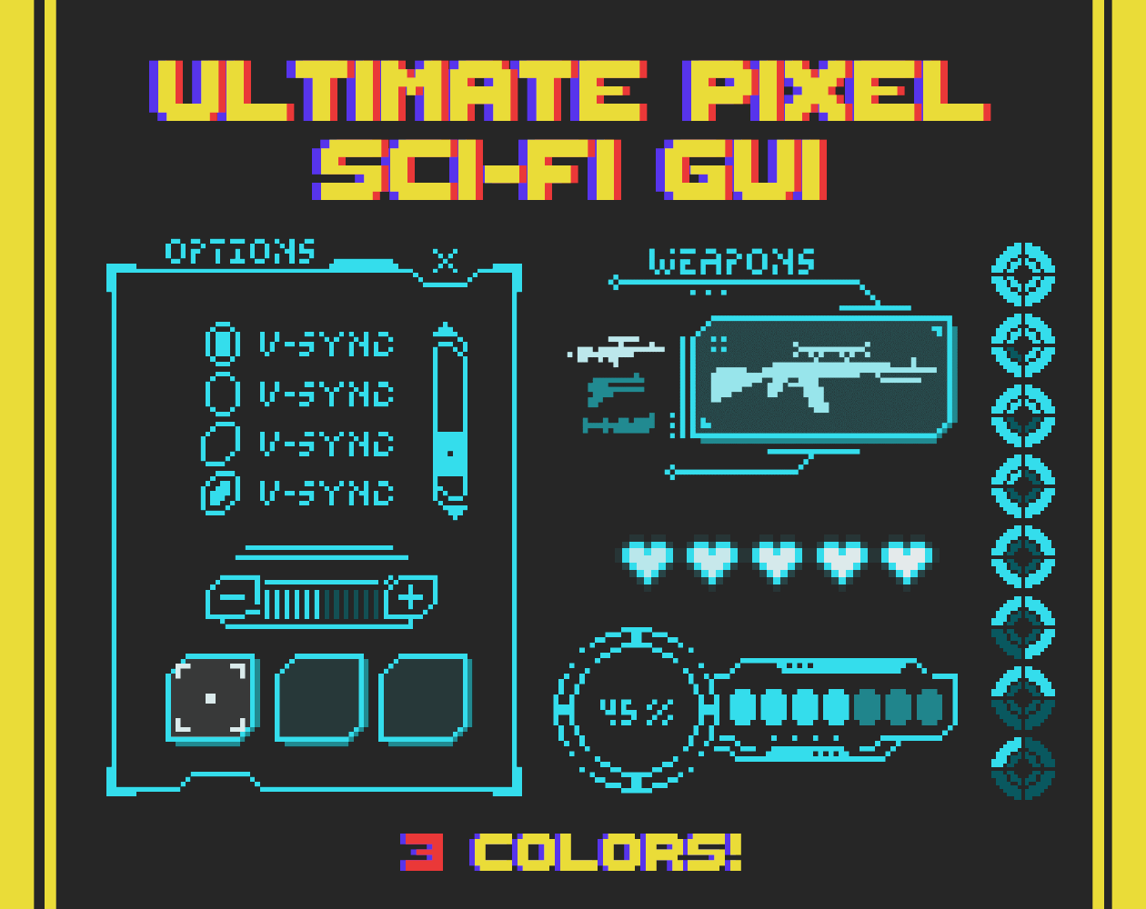 Ultimate Pixel Sci-Fi UI set by Finnmercury