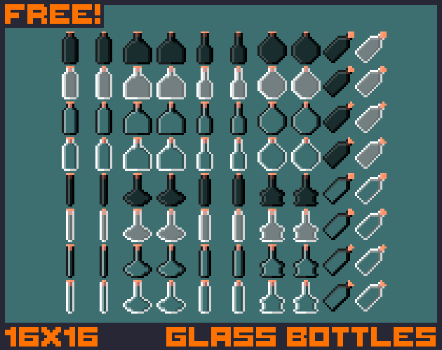 Free 2D Item 16x16 - Glass Bottles by JGIIO
