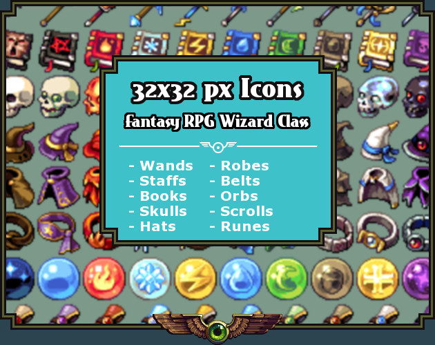 Pixel Fantasy RPG Wizard Icons 32×32 by Thomas Feichtmeir "Cyangmou"