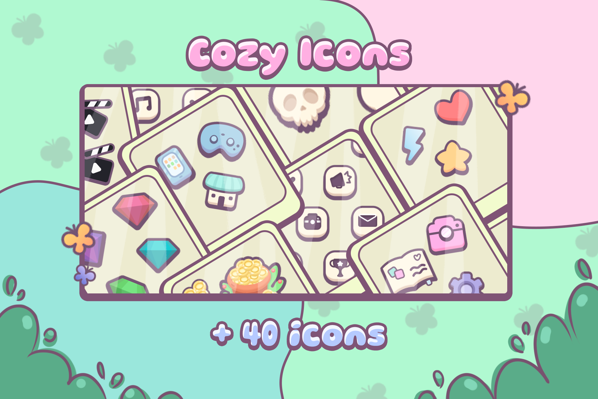 🌸 GARDEN COZY KIT UI/GUI buttons and icons by mandinhart