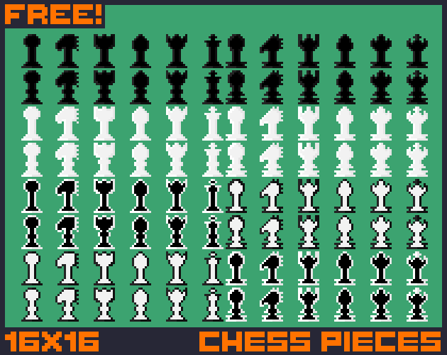 Free 2D Item 16x16 - Chess Pieces by JGIIO