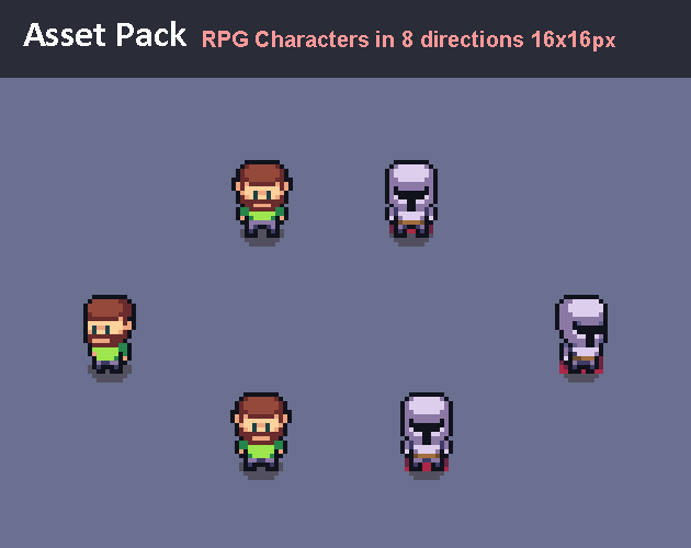 RPG characters "8 directions" 16x16px by Di3goalmeida