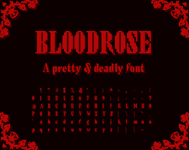 BLOODROSE Gothic Pixel Font by Valiegraphie