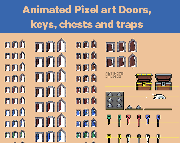 Animated Pixelart Doors, Keys, Chests and Traps by Antidote Studios