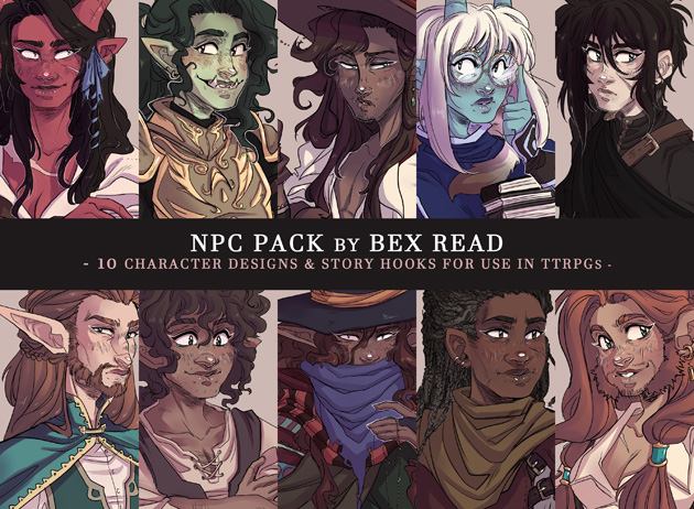 NPC Pack - 10 Character Designs For Use in TTRPGs by Bex