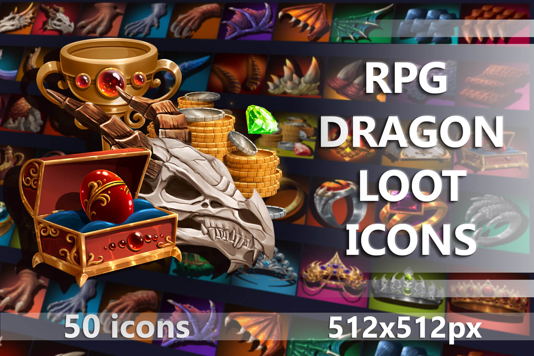Free Dragon Loot Icons by Free Game Assets (GUI, Sprite, Tilesets)