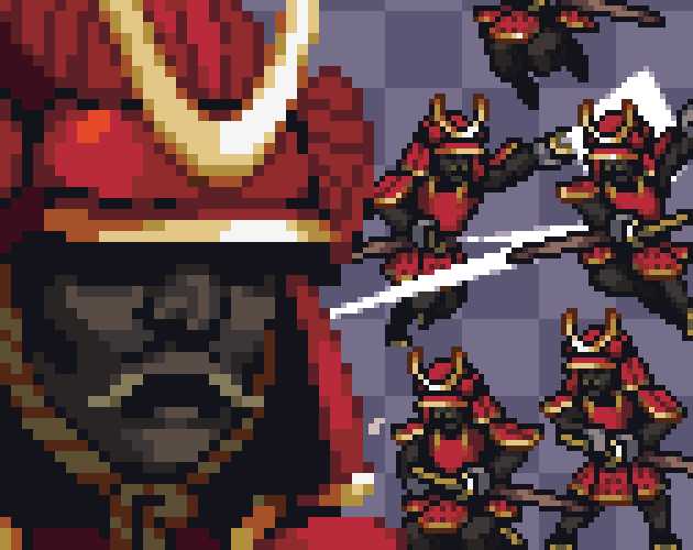 Edited Sheet layout - Pixel Art Samurai Character - 2D Sidescroller by GandalfHardcore