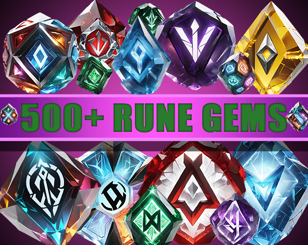 Hi-Def Gems Runes Pack 1 - 500 Sprites by FortressSide