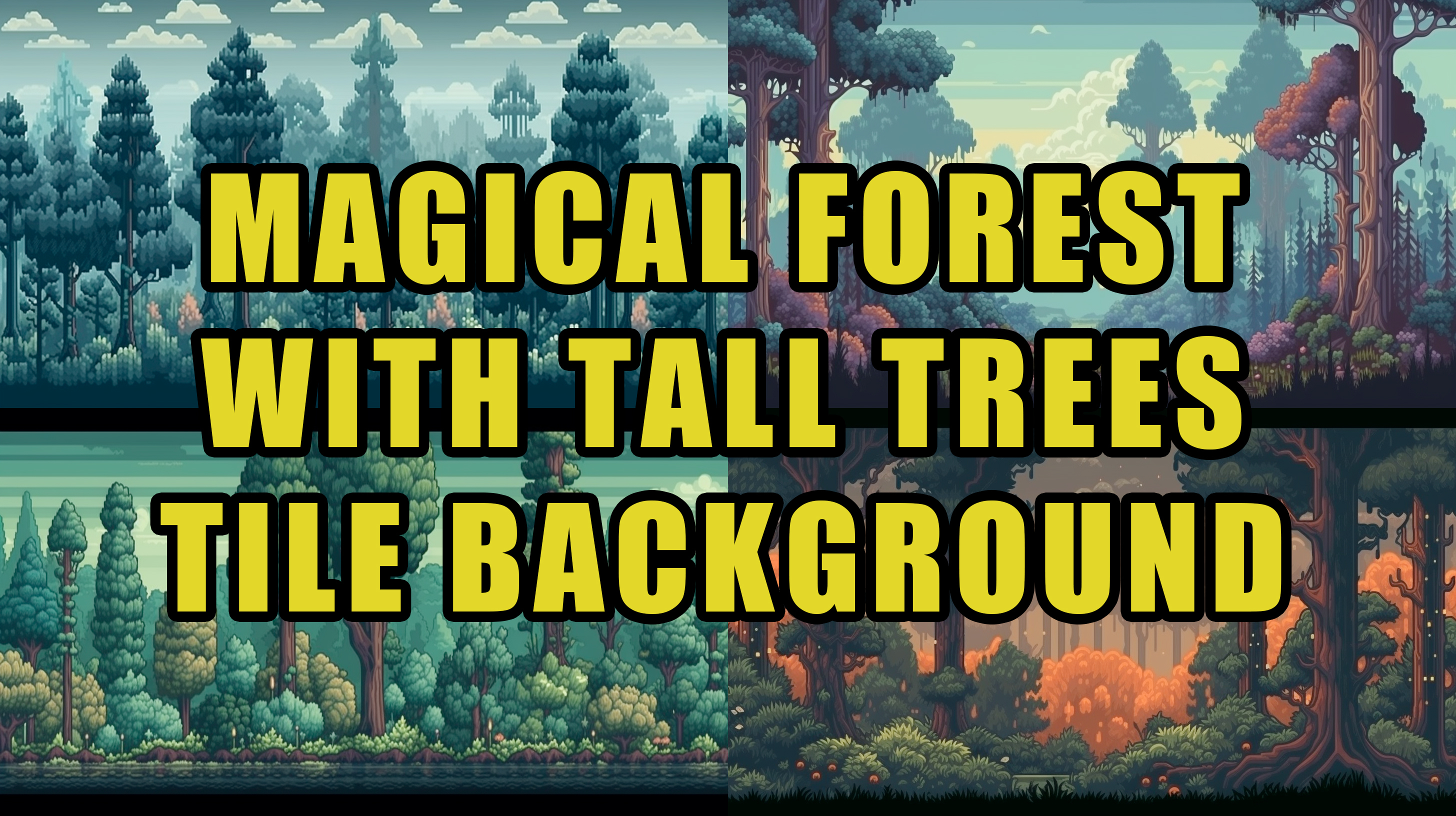 Magical Forest With Tall Trees Tile Background by MALSER_GAMEDEV