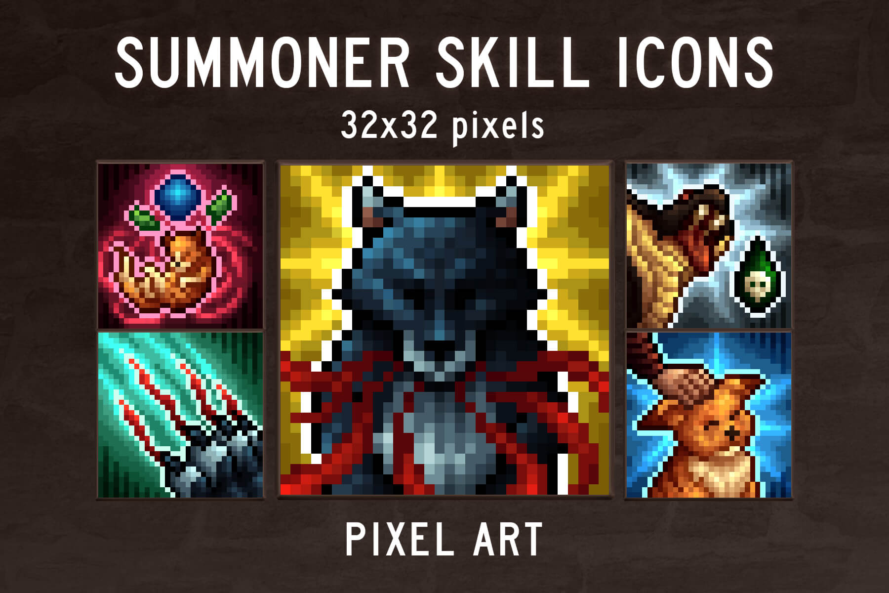 Summoner Pixel Skills Icon Pack by Free Game Assets (GUI, Sprite, Tilesets)