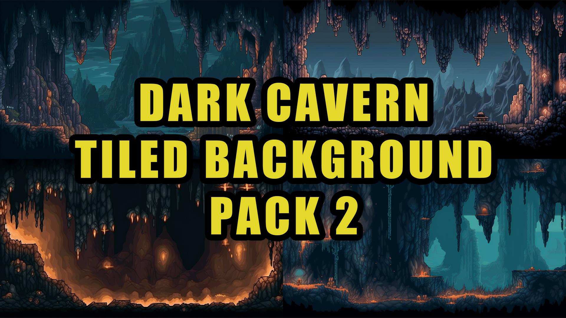 Dark Caverns Pixel Art Tiled Background by MALSER_GAMEDEV