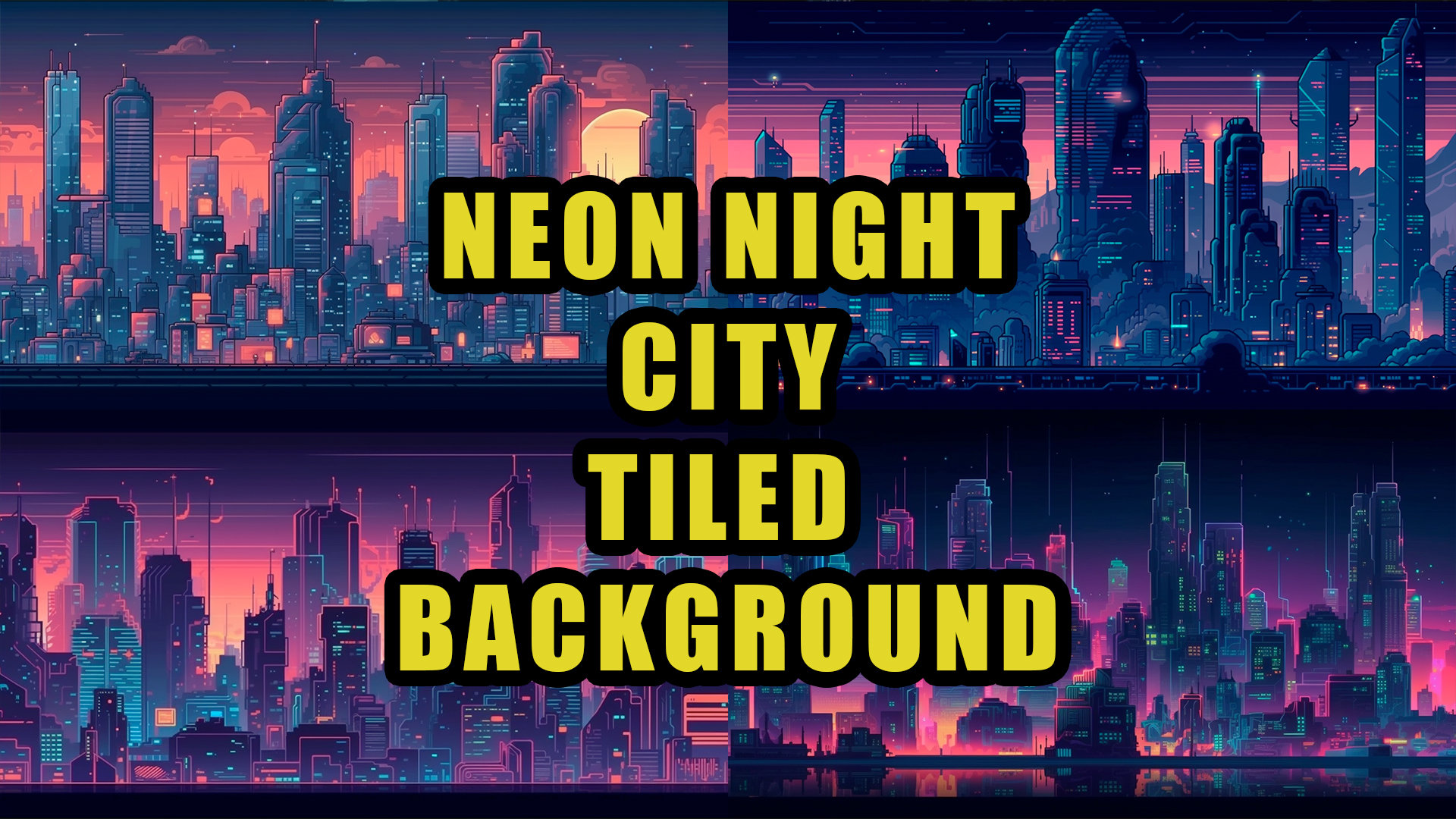 Neon Night City Tiled Background by MALSER_GAMEDEV