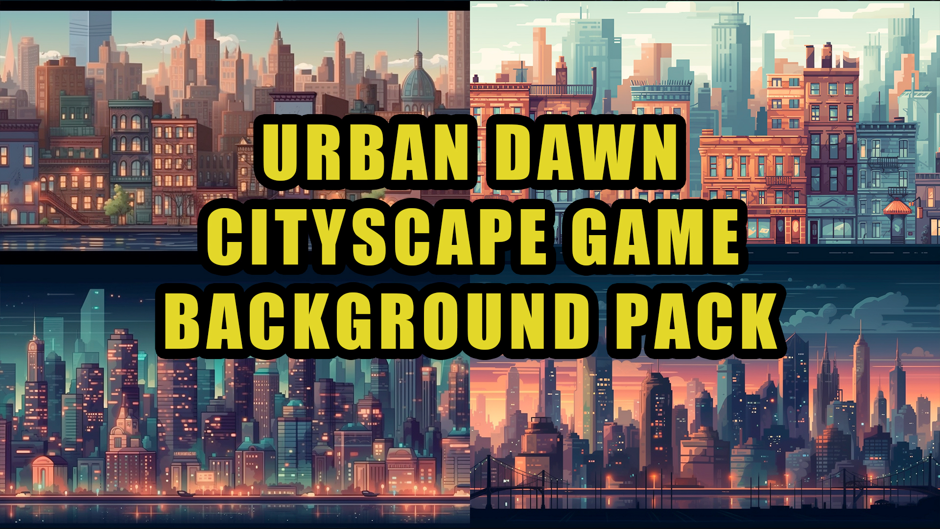 Urban Dawn Cityscape Game Tiled Background Pack by MALSER_GAMEDEV