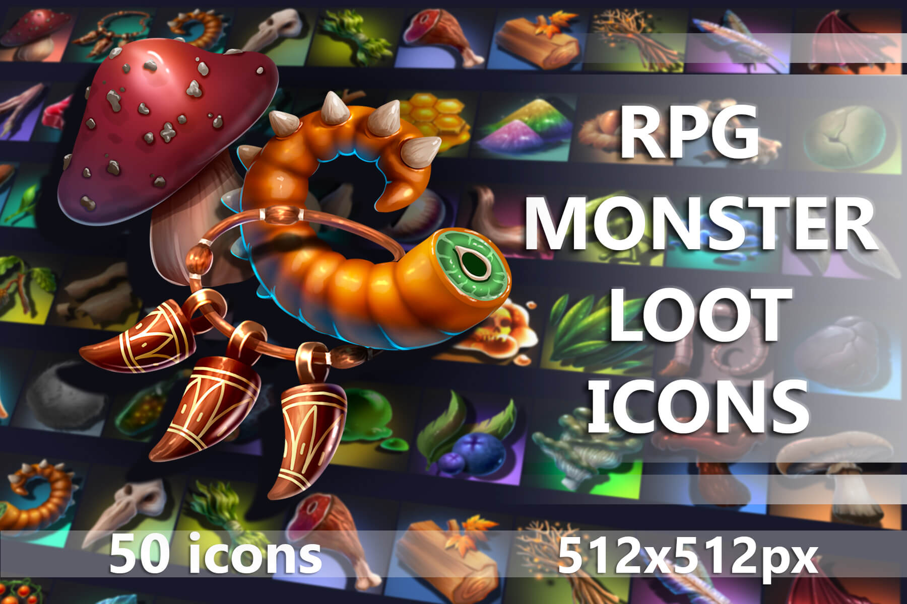 Monster loot Icons Pack by Free Game Assets (GUI, Sprite, Tilesets)