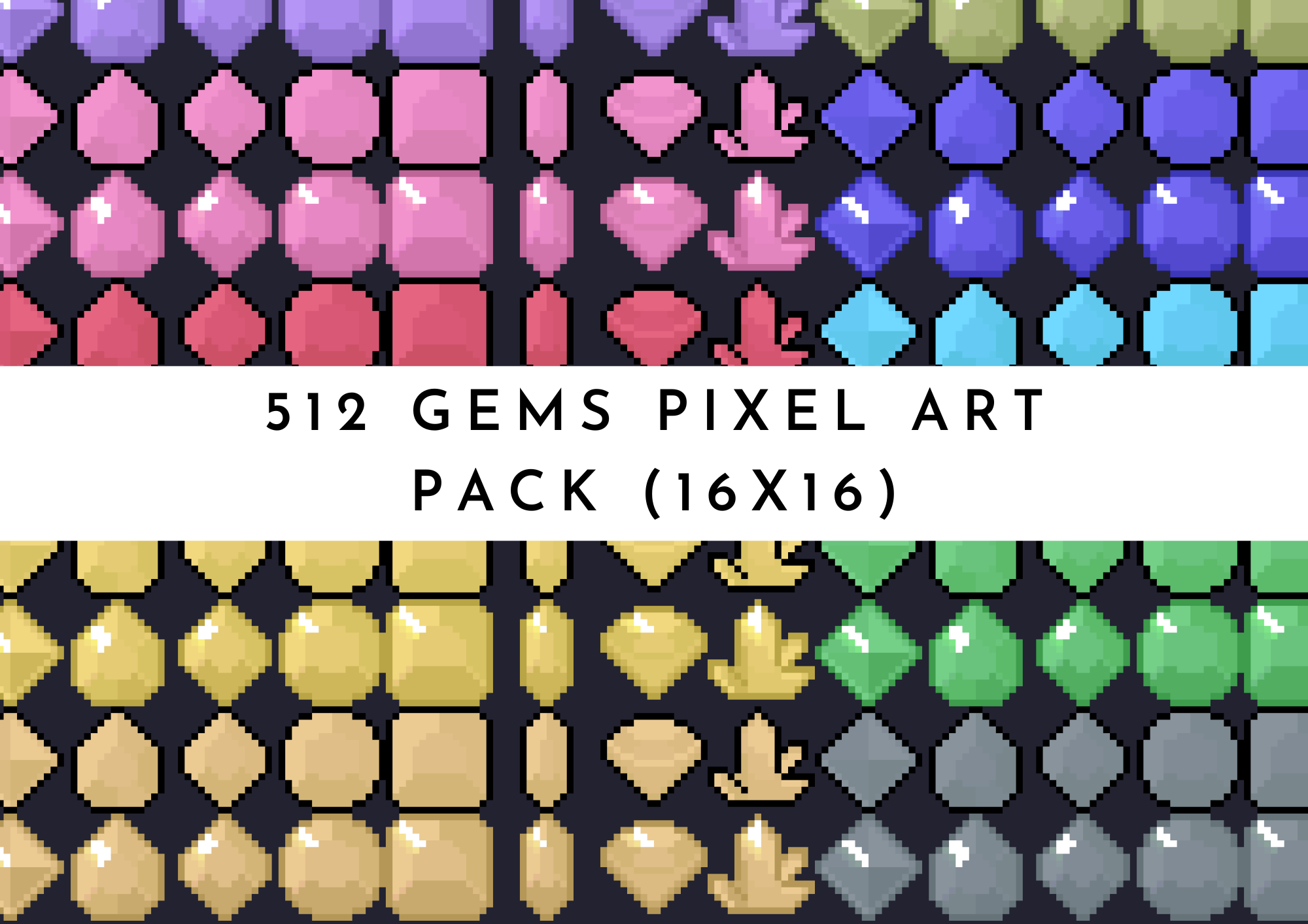 512 Gems Pixel Art - Pack (16x16) by KabGames