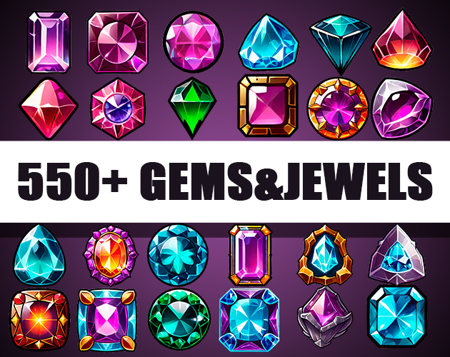 Pack 22 - Gems-&-Jewels - 550 Sprites by FortressSide