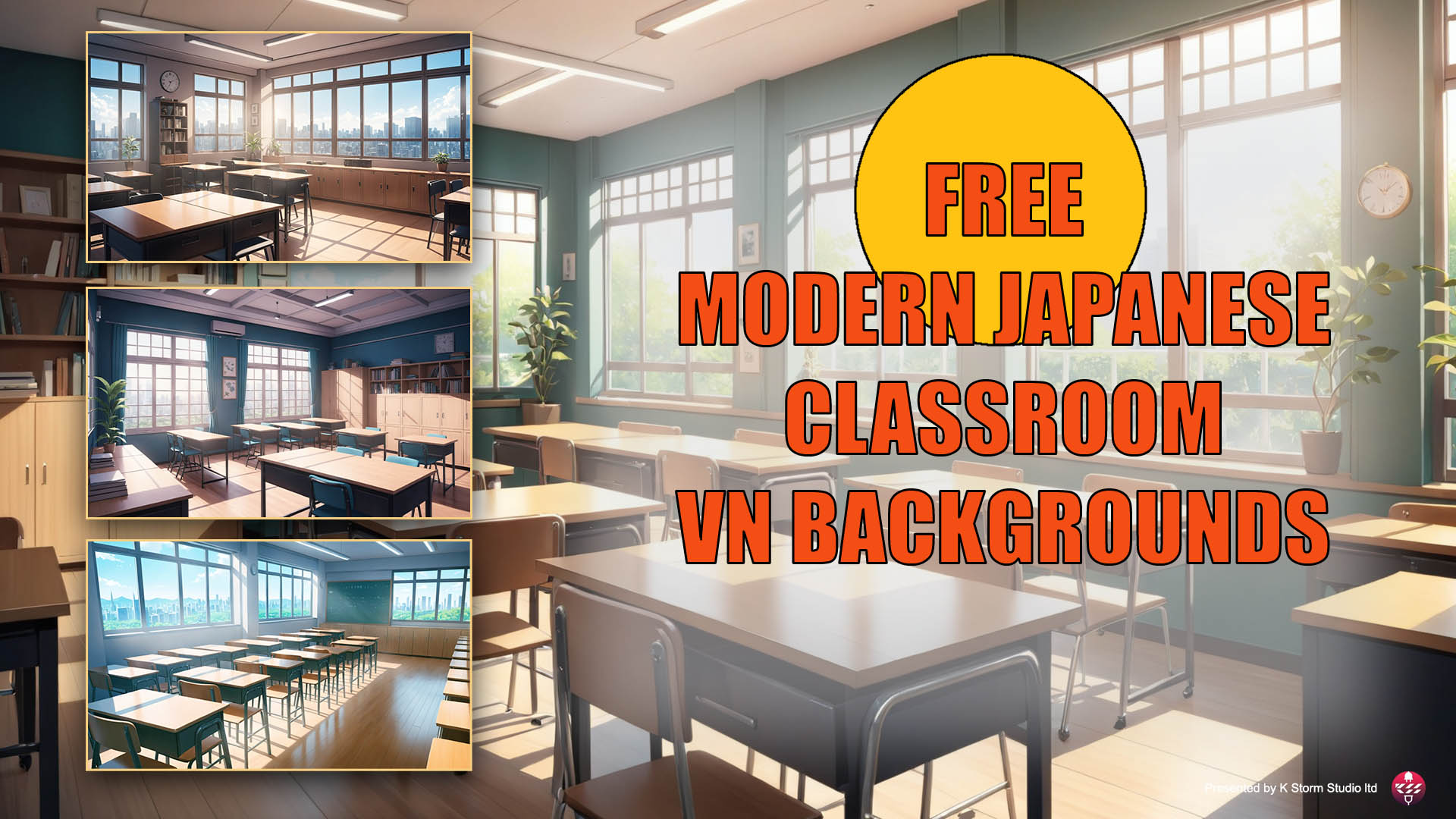 FREE - Classrooms Visual novel Backgrounds by K Storm Studio