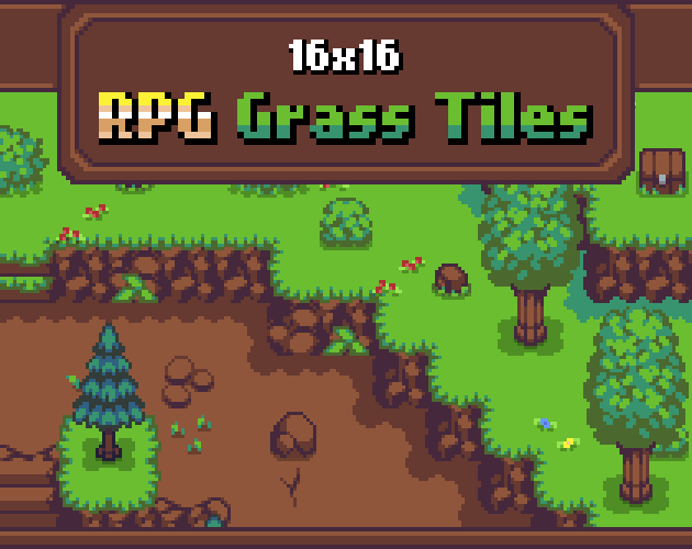 16x16 RPG Grassland Tiles by Sun Dog Games