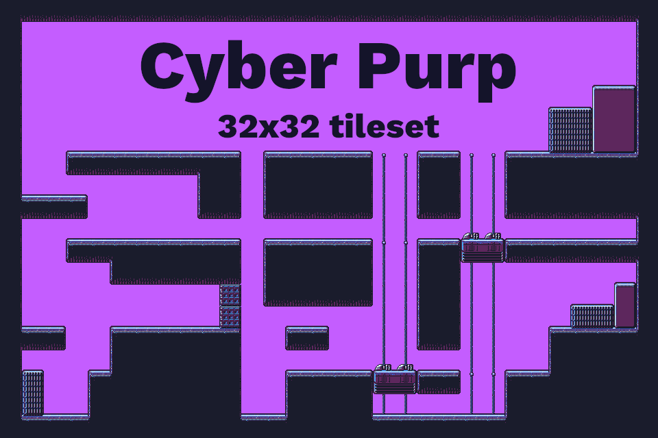 Cyber Purp 32x32 sci-fi platformer tileset by Zoltan Kosina