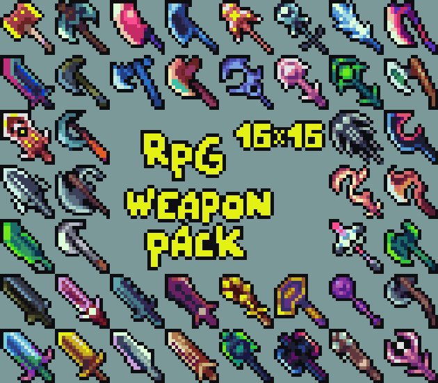 Rpg weapon pack 16x16 by Pixel Kiss